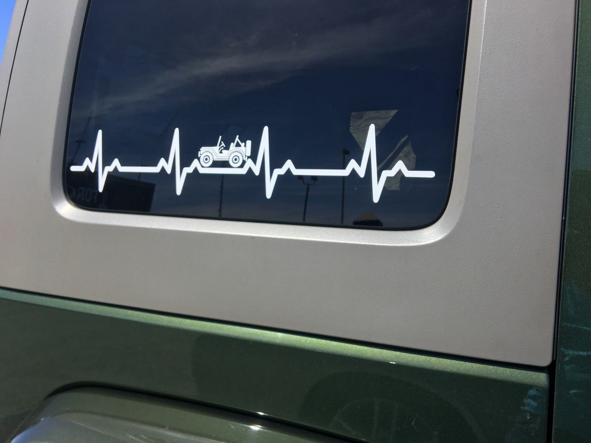 Jeep Wrangler EKG HEARTBEAT (22.5" x 4") - Vinyl Decal / Sticker for J ...